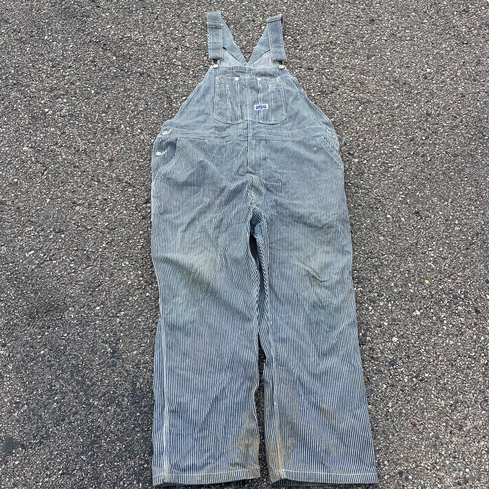 Big Smith Bib Overalls Railroad Hickory Striped 46x28… - Gem