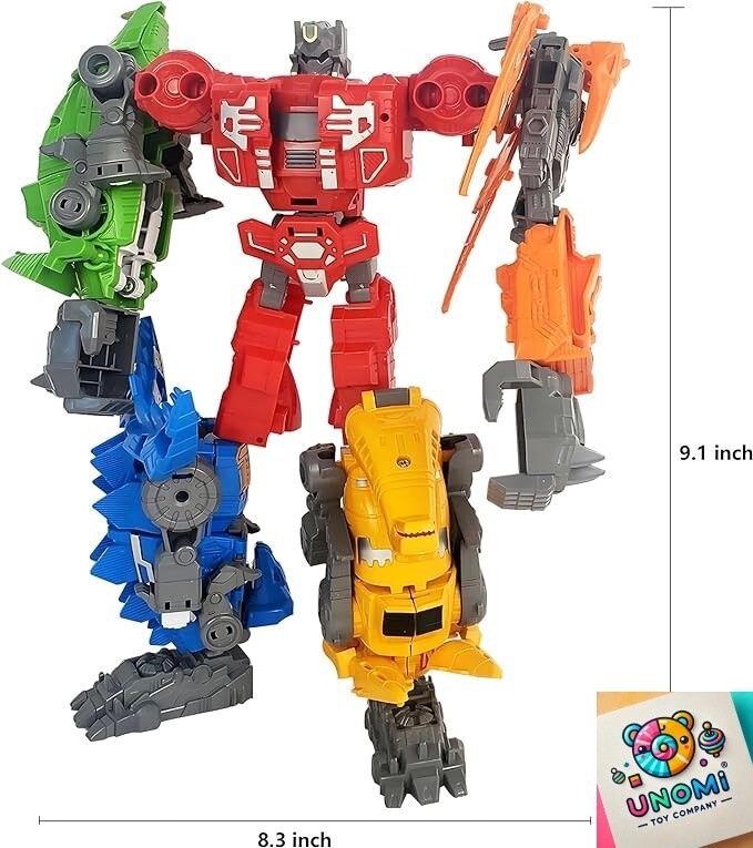 5-in-1 Transforming Dinosaur Robot Mecha – Combination Action Figure ...