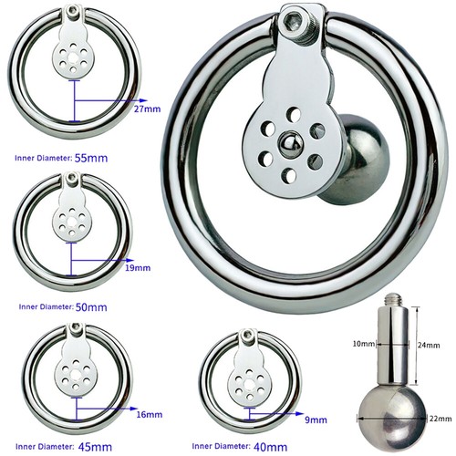 Men Inverted Chastity Cage Plug With 22mm Solid Metal Ball Sissy ...