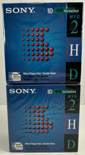 Sony Double Sided Micro Floppy Disk 3.5" 10 Diskettes MFD2 HD LOT of 2 ...