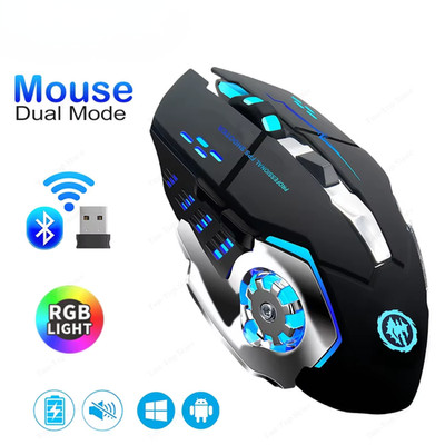 RGB Dual Mode Wireless Gaming Mouse Bluetooth 5.2 2.4G Rechargeable ...