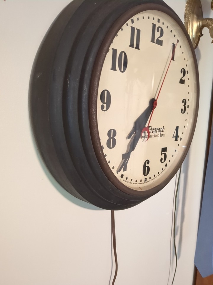 Vintage 20" Postal Telegraph Electric Wall Clock by Hammond Rare! Works ...