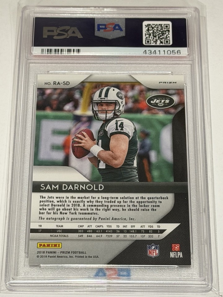 SAM DARNOLD RC AUTO~2018 RED/WHITE/BLUE PRIZM”~PSA 10~SEAHAWKS Rookie ...