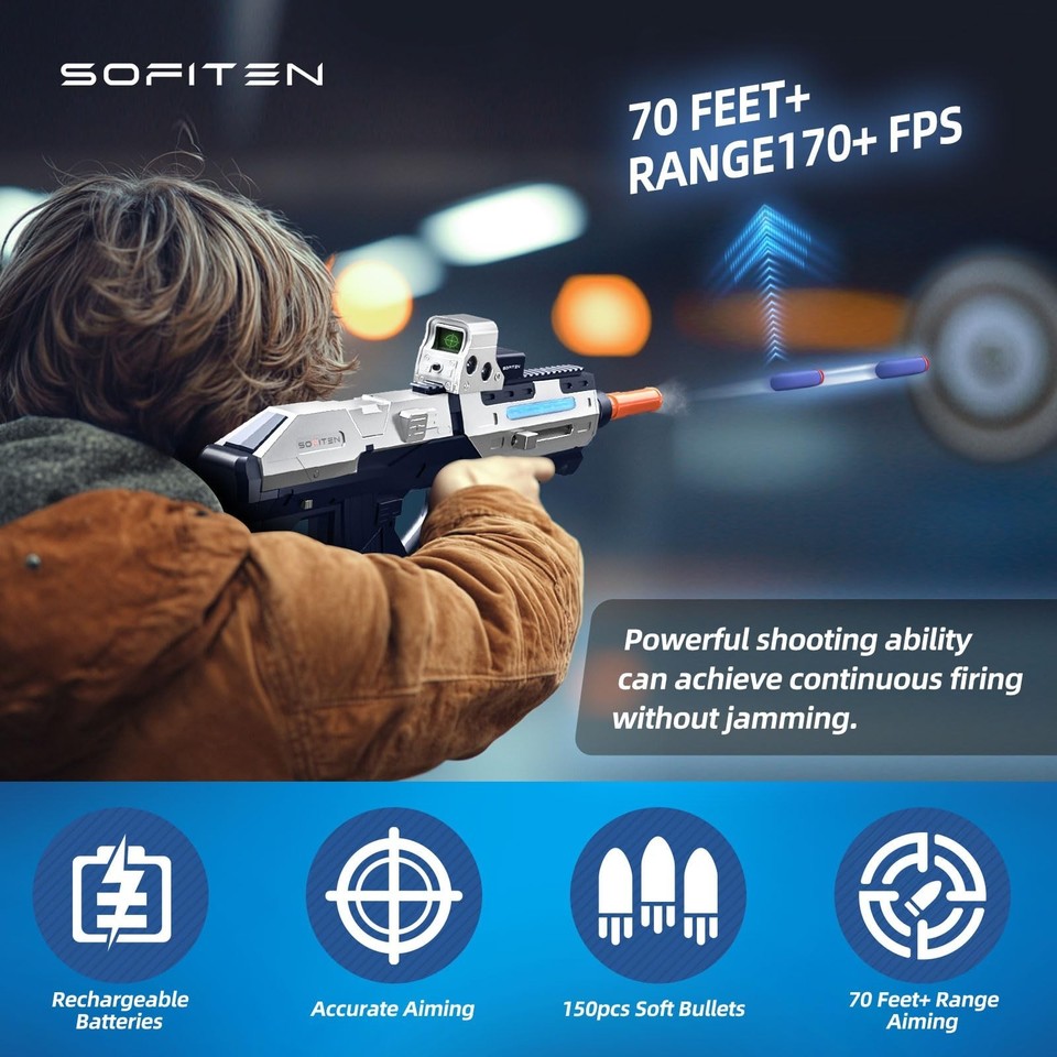 Toy Gun Automatic Sniper Rifle with Tactical Vest Kit Scope Toy Blaster ...