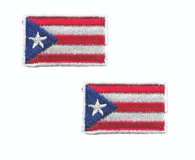 Small Puerto Rico Flag Patch Lot of 2 Embroidered Fits VELCRO® BRAND ...