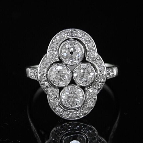2.05 Ct White Round Cut CZ Antique Engagement Wedding Ring 925 Sterling ...