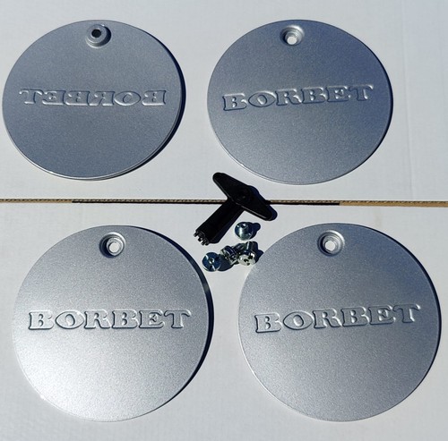 4x 160mm BORBET A wheel center caps FLAT (Metallic) + LOCKING BOLTS ...