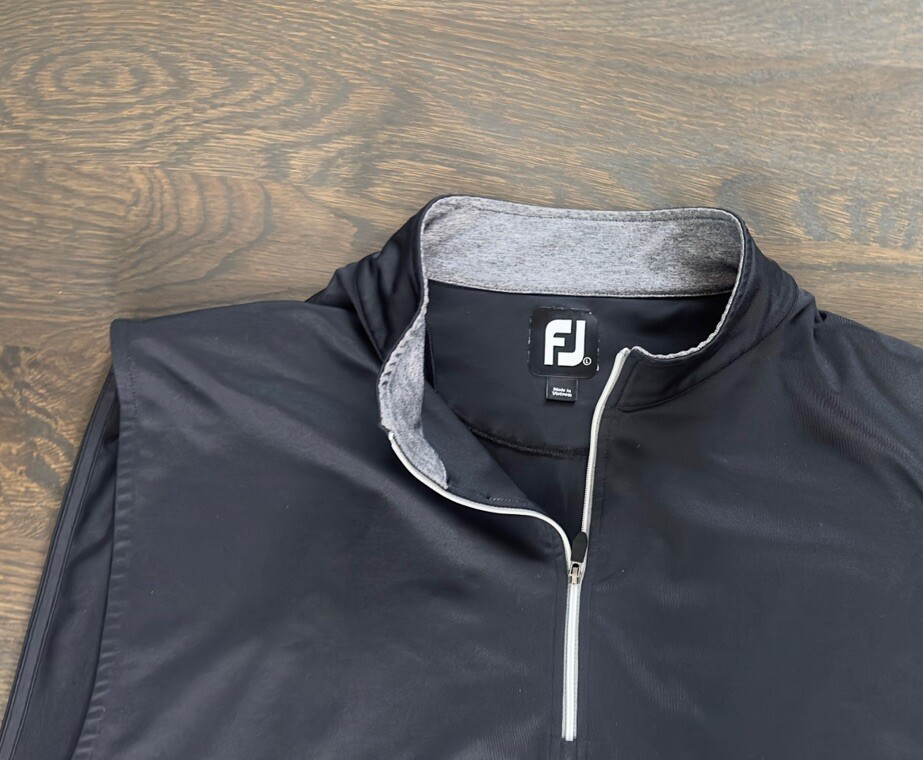 LNWOT FJ Footjoy Pullover Vest half-zip Black Nylon stretch Jersey ...