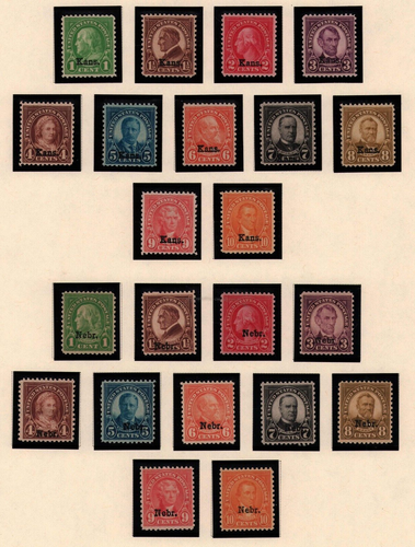 1929 US SC 658-668 & 669-679 Kansas & Nebraska Complete Sets - VF/XF ...