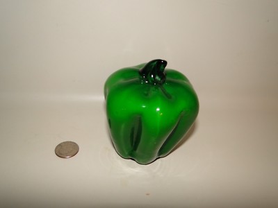 Glass Dark Green Bell Pepper Fruit Vegetable w/ Applied Stem | eBay