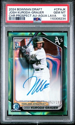 PSA 10 GM 2024 Bowman Draft Josh Kuroda-Grauer True Aqua Lave Ref #/199 ...