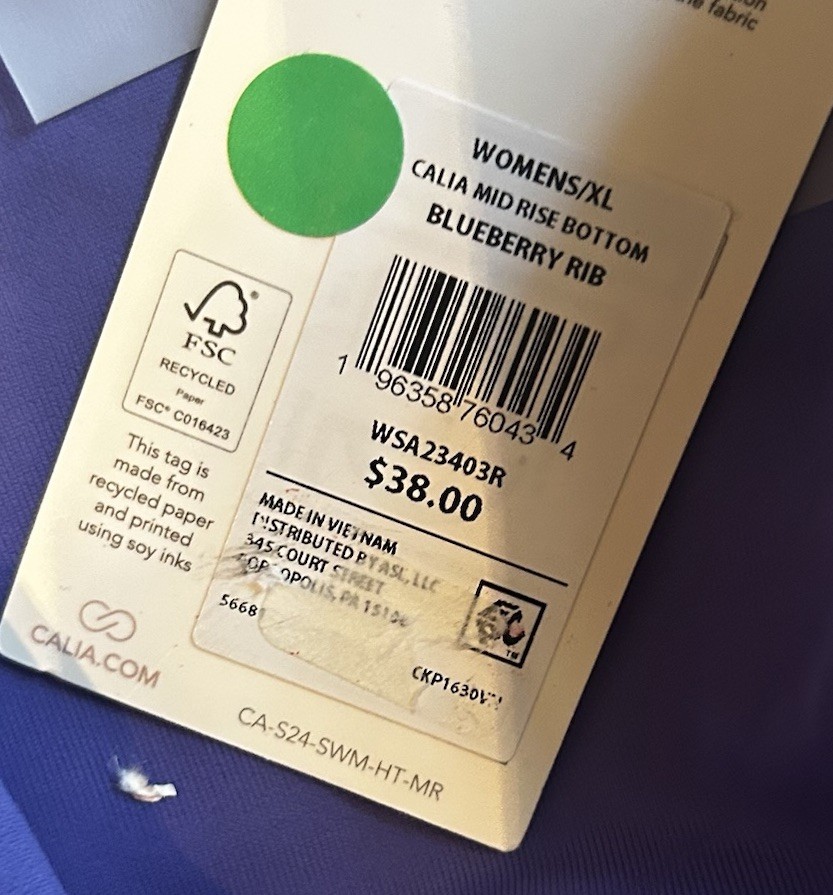 CALIA Mid Rise Bikini Blue Bottom Women Extra Large XL Blueberry ...