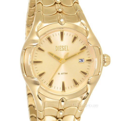 DIESEL Metamorph Vert Mens Watch, Gold Dial, Reptilian Gold Stainless ...