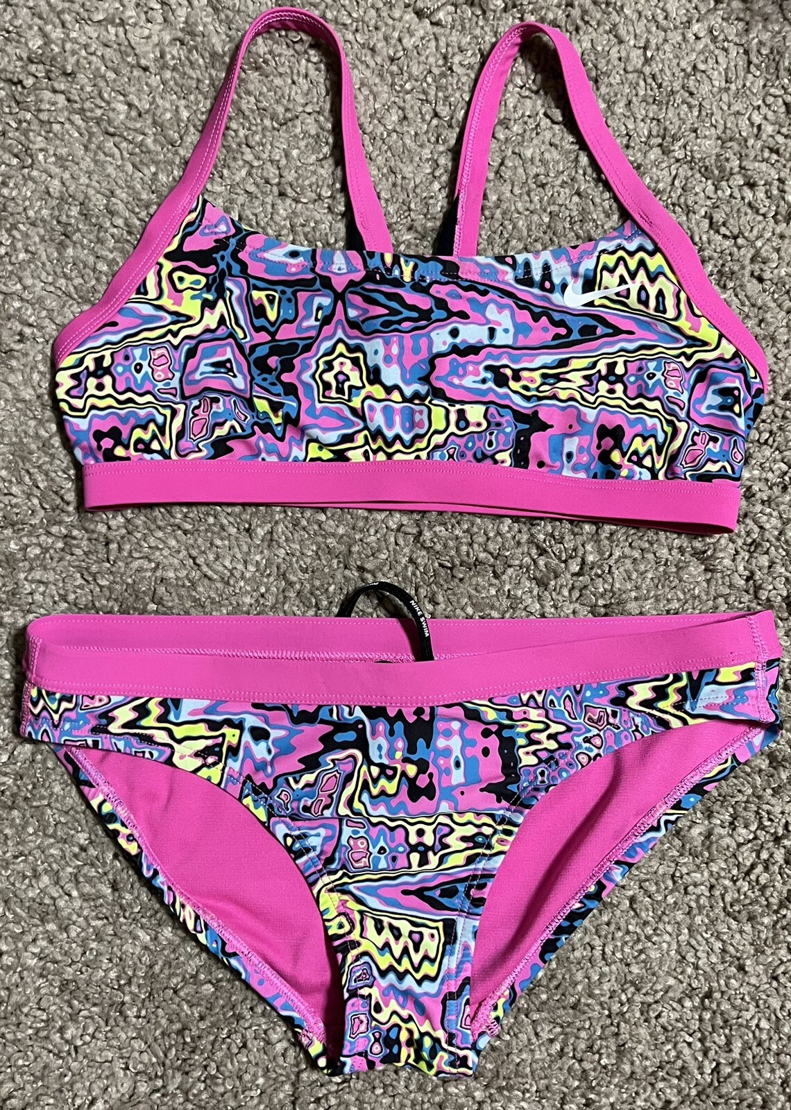 Nike Swim Psyche Print Sport Bikini 2 Piece, Sz S - Gem