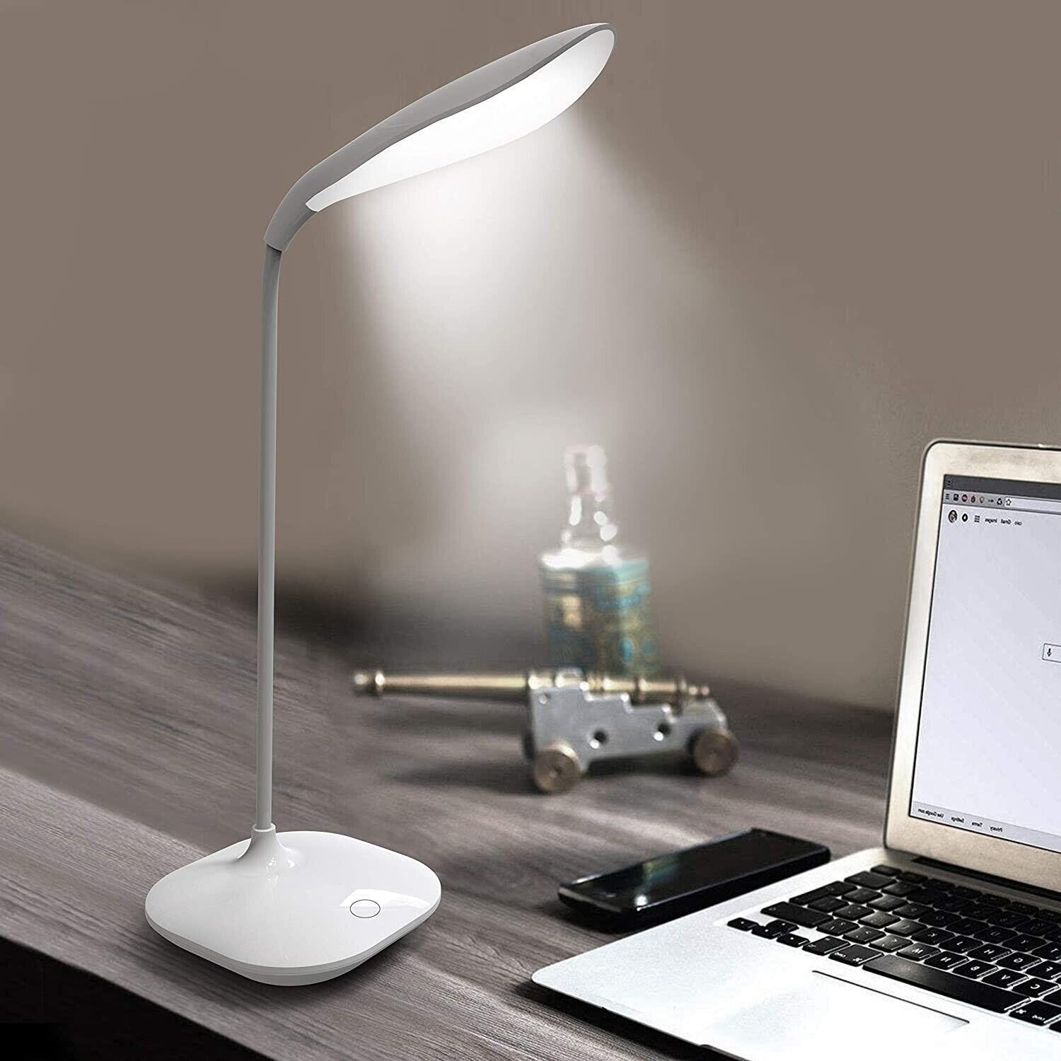 Reading Desk Lamp USB Rechargeable Dimmable LED Study Night Light Table ...
