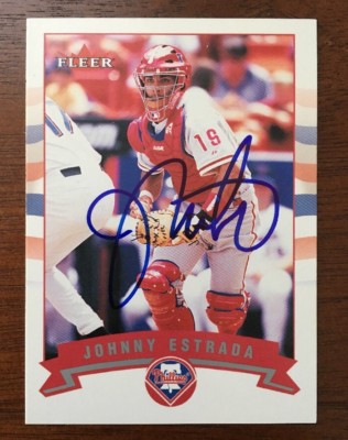 JOHNNY ESTRADA 2002 FLEER AUTOGRAPHED SIGNED AUTO BASEBALL CARD ...