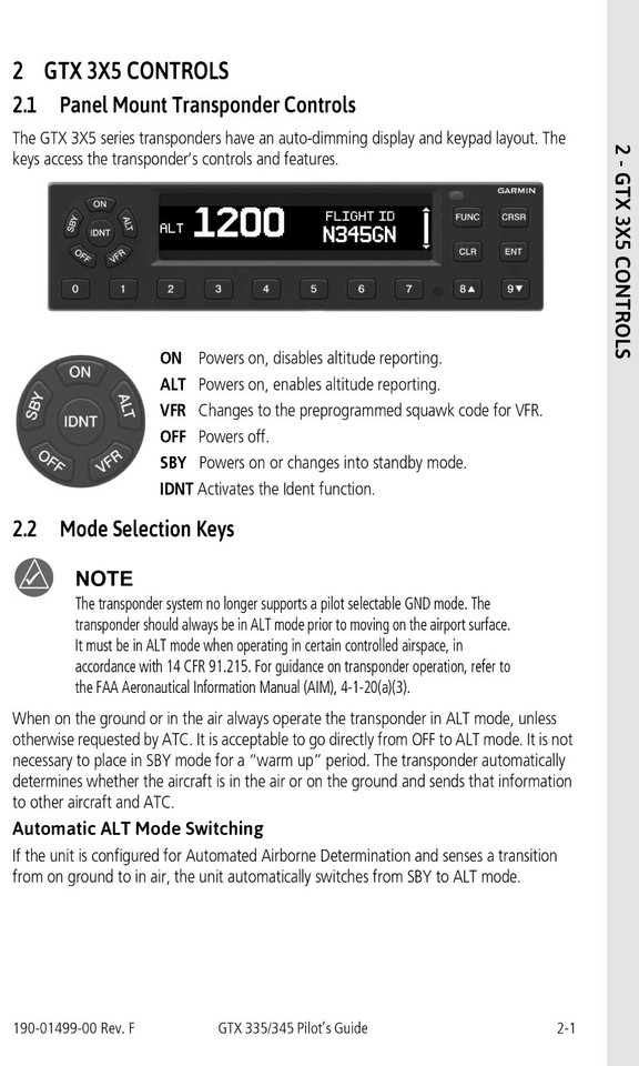 Garmin GTX 335 345 ADS-B Transponder Pilot's Guide OWNER'S MANUAL | eBay