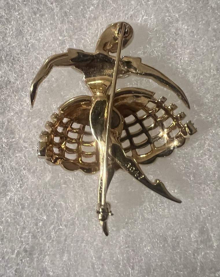Vintage Boucher Signed Ballerina Pin Brooch Gold Tone with Rhinestones ...