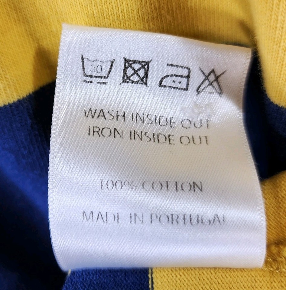 Polar Skate Rugby Shirt Mens Large Yellow Navy Stripe Long Sleeve ...