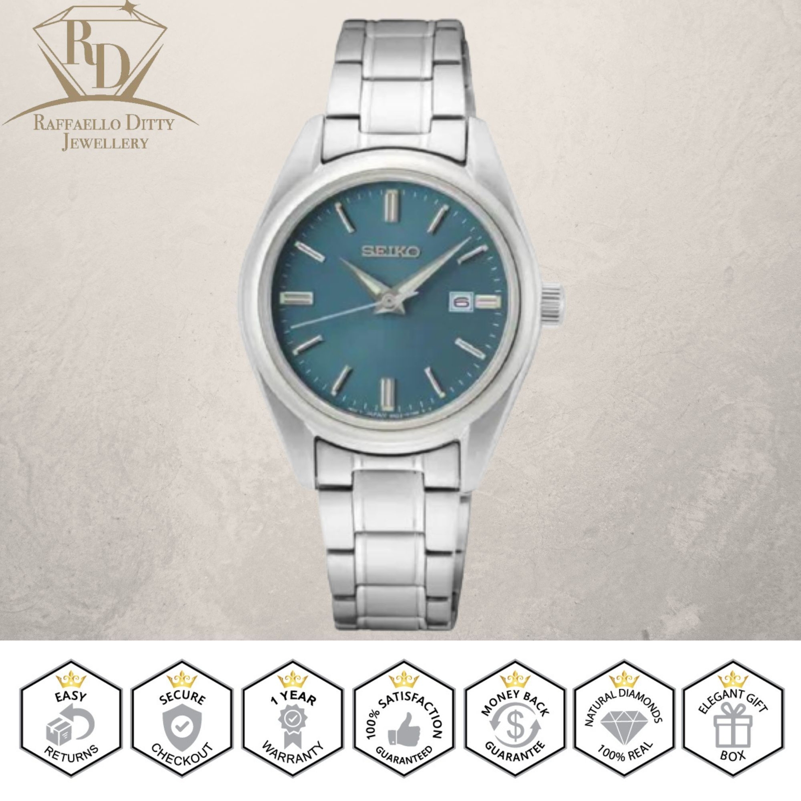 Seiko Ladies Watch Quartz Blue Dial Stainless Steel Sapphire SUR531 ...