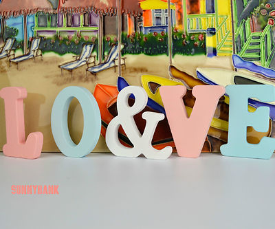 7cm White / Pink / Blue Wooden Letters Wood Letter Alphabet Symbol Home ...