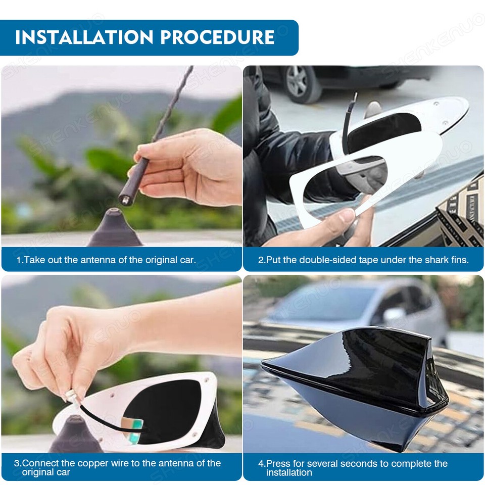 Black Universal Car Roof radio AM/FM Signal Shark Fin Style Aerial ...