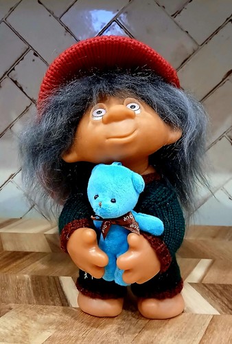 OOAK DAM 243 Troll Doll, 10", New Wool Hair, Glass Eyes And Outfit W ...