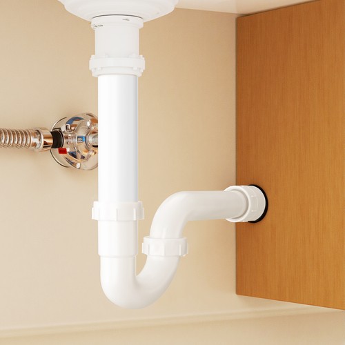 VEVOR P-Trap White Plastic P-Trap 1-1/2 in Kitchen Bathroom Sink Drain ...