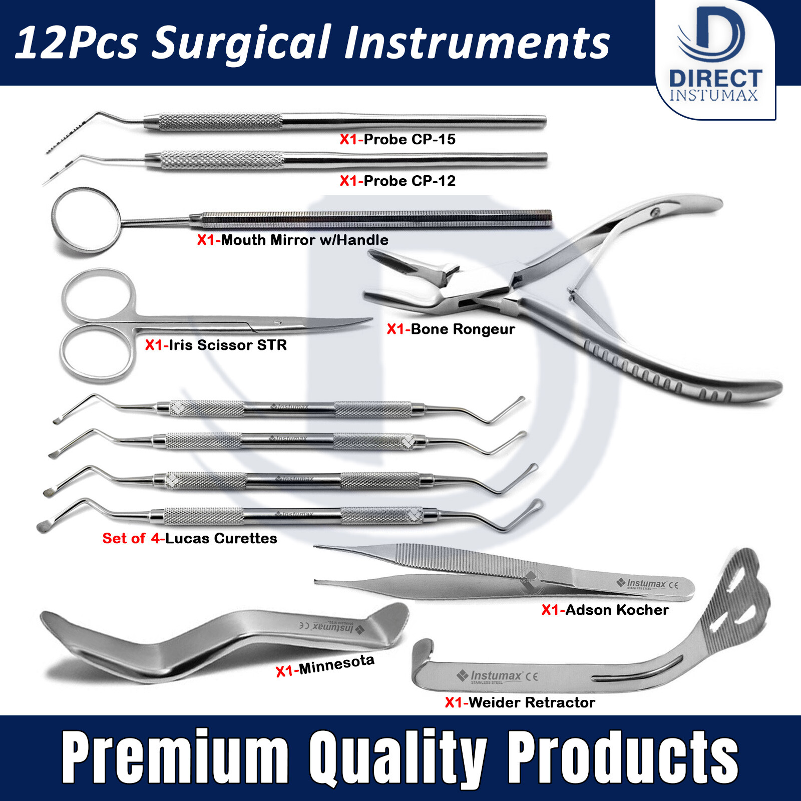 Implant Surgical Cheek Retractor Periodontal Probe Curette Bone ...