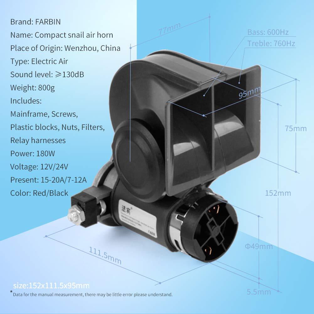 12V 150dB Train Horn Loud Snail Air Horn with Relay for Trucks Vehicles ...