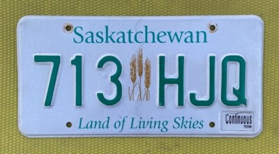 Single Saskatchewan Canada License Plate #713 HJQ Wheat Sheaf Sheaves ...
