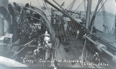 VINTAGE NEGATIVE, "CINCY" COALING FROM THE ABARANDA, CHEFOO, CHINA ...