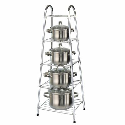 5 Tier Kitchen Pan Stand Pot Saucepan Storage Organise Unit Rack Holder ...
