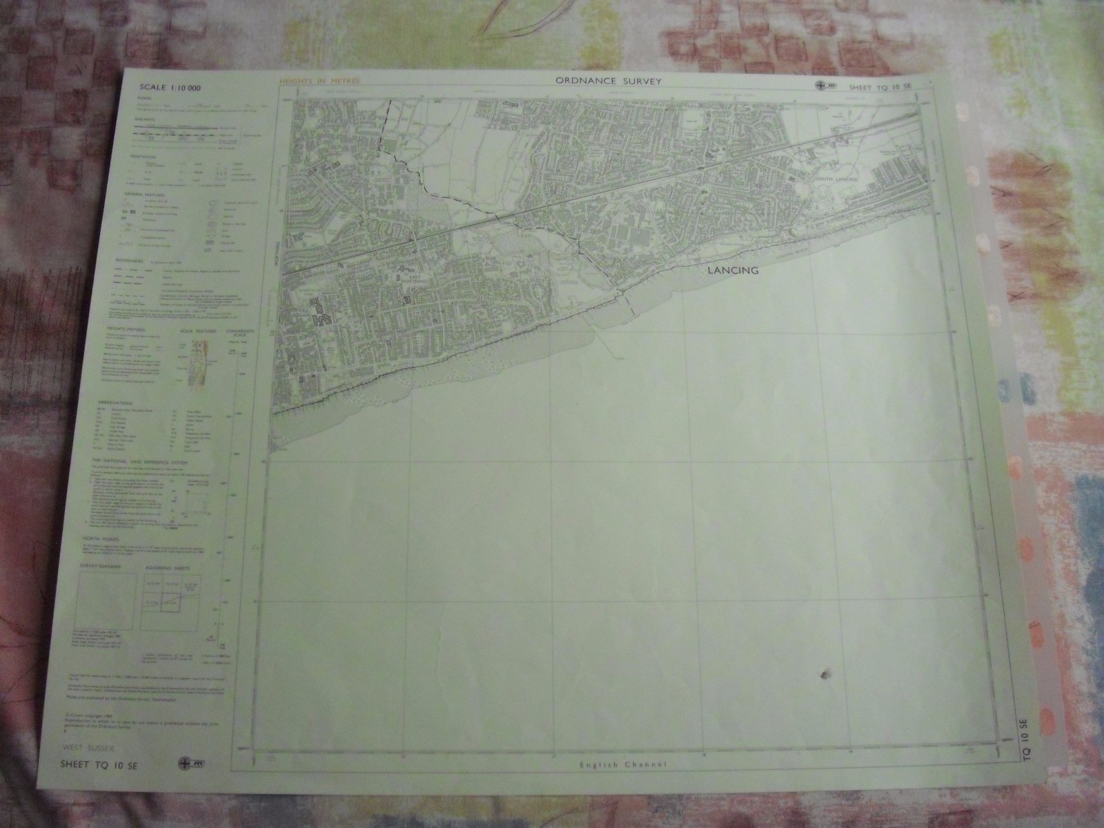 Ordnance Survey sheet Map Lancing West Sussex ref TQ10SE 1983 1:10000 ...