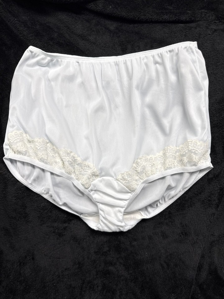 Vintage Panties Baby Blue Brushed Gusset Cream Lace Cissy NYLON Granny ...