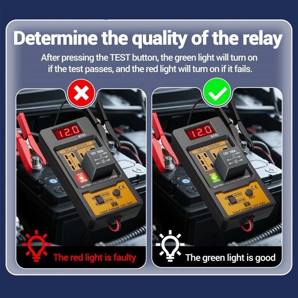 Automotive Digital Relay Tester RT01 Compact Device for 12V/24V Relay ...