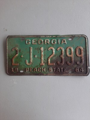 Vintage 1964 Georgia Peach State License Plate 2-J-12399 | eBay