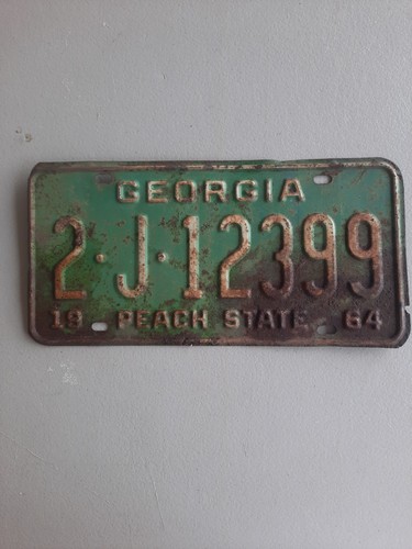 Vintage 1964 Georgia Peach State License Plate 2-J-12399 | eBay