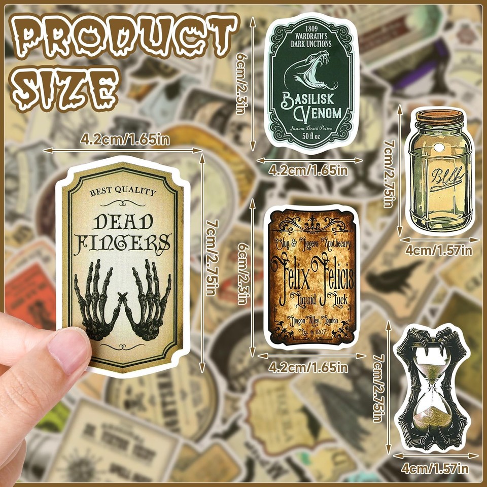 JUNEBRUSHS 324 Pcs Potion Labels, Vintage Gothic Aesthetic Dark Black ...