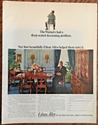 Ethan Allen print ad 1968 orignl vintage art retro 1960s The Warners ...