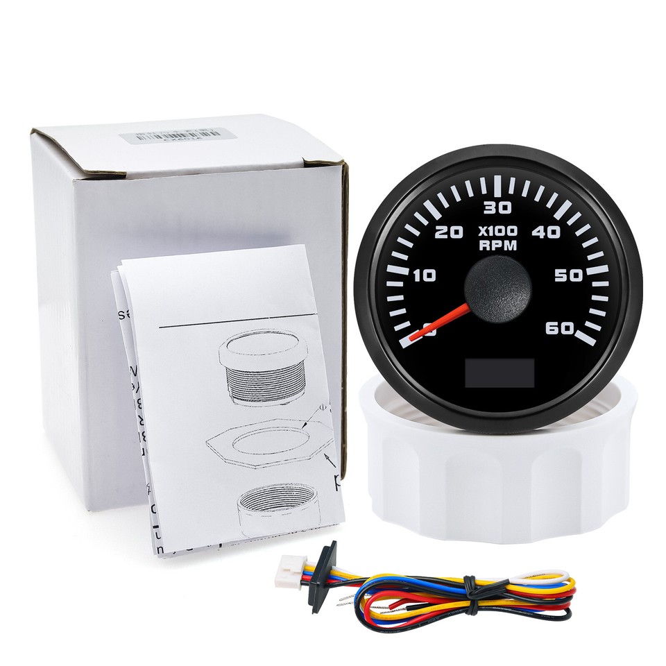 52mm Car Boat Marine Tachometer RPM Gauge 0-6000RPM LCD Tacho Digital ...