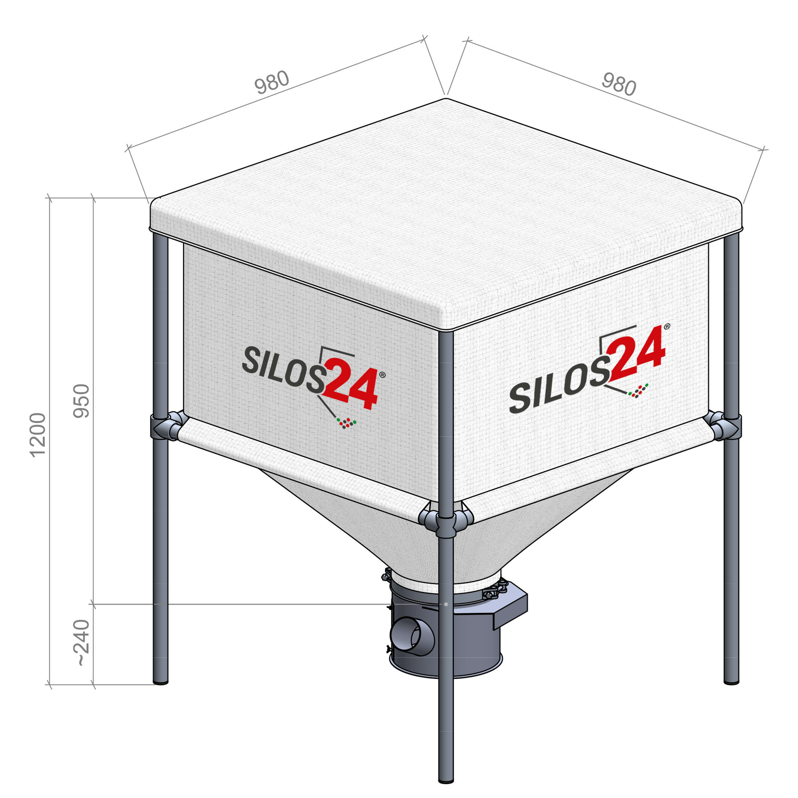Mini Pelletsilo silos24 inkl. Schneckenkasten, kleines Silo für Pellets ...