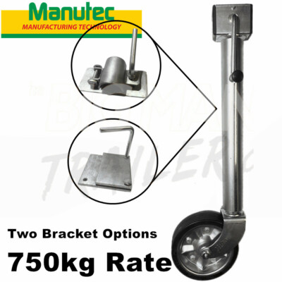 Manutec Trailer 8" Heavy Duty Jockey Wheel Side Winding Swivel Bracket ...