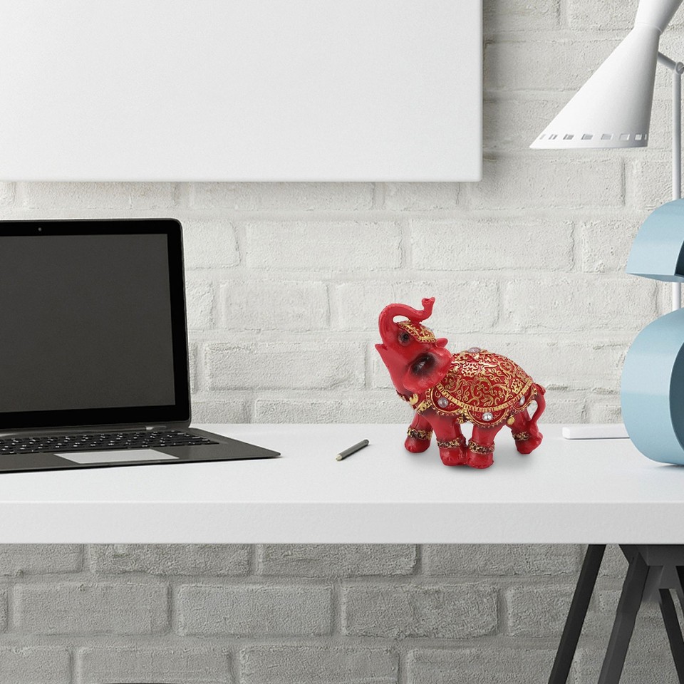 Red S Elephant Statue Wealth Lucky Feng Shui Elephant Figurine Home ...