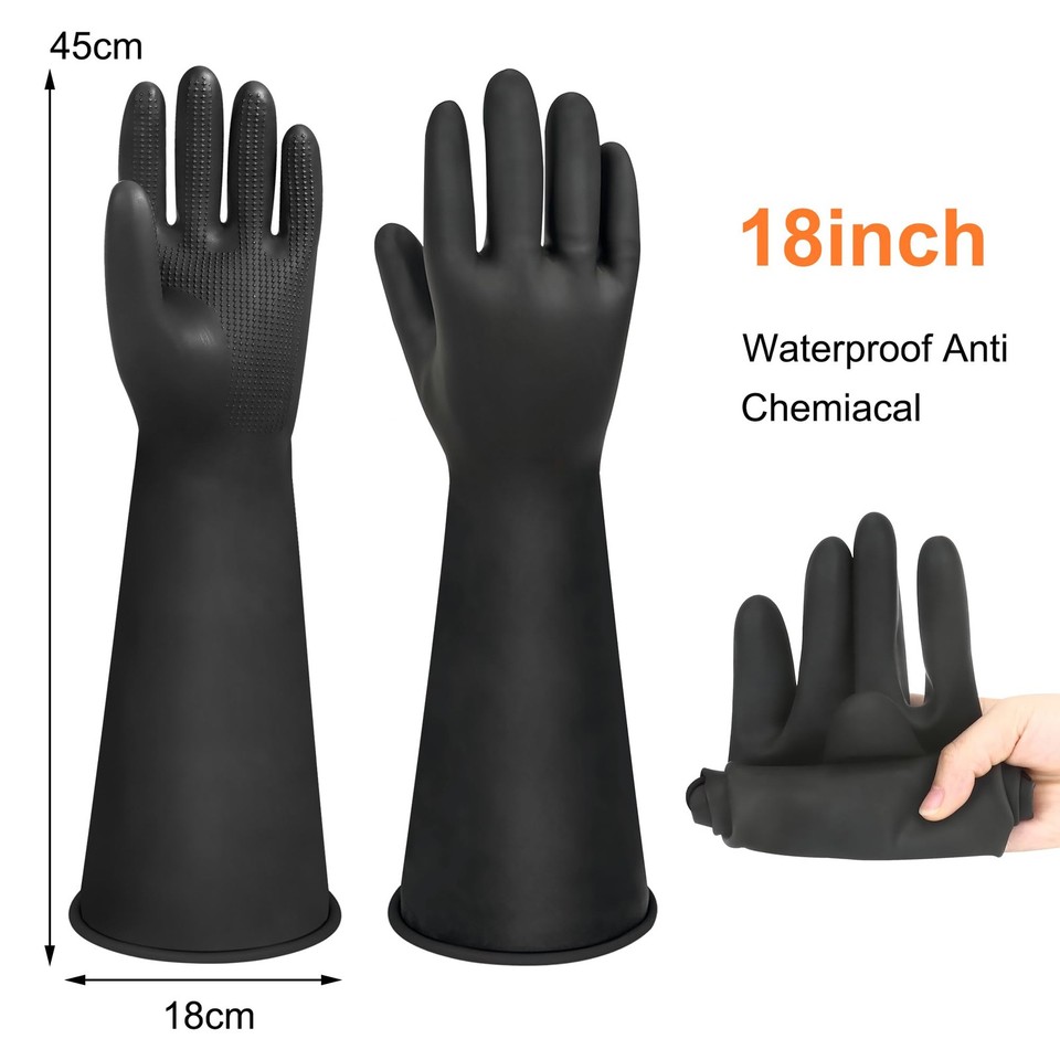 18 Inch Chemical Resistant Gloves Reusable Dishwashing Gloves Long Work ...