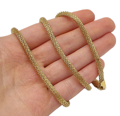 Gold Over 925 Sterling Silver Cylindrical Laced Chain Mail Necklace ...