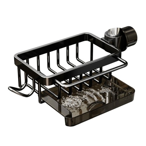 Black Left Type Sink Sponge Rack Storage Rack for Bathroom Scrubbers ...