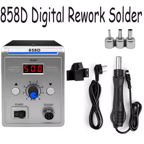 858D Hot Air Gun SMD Electric Rework Soldering Station Desoldering Tool ...