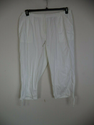 Women's White Classic Elements Capris. Size 20W. 100% Cotton. Elastic ...