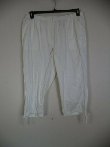 Women's White Classic Elements Capris. Size 20W. 100% Cotton. Elastic ...